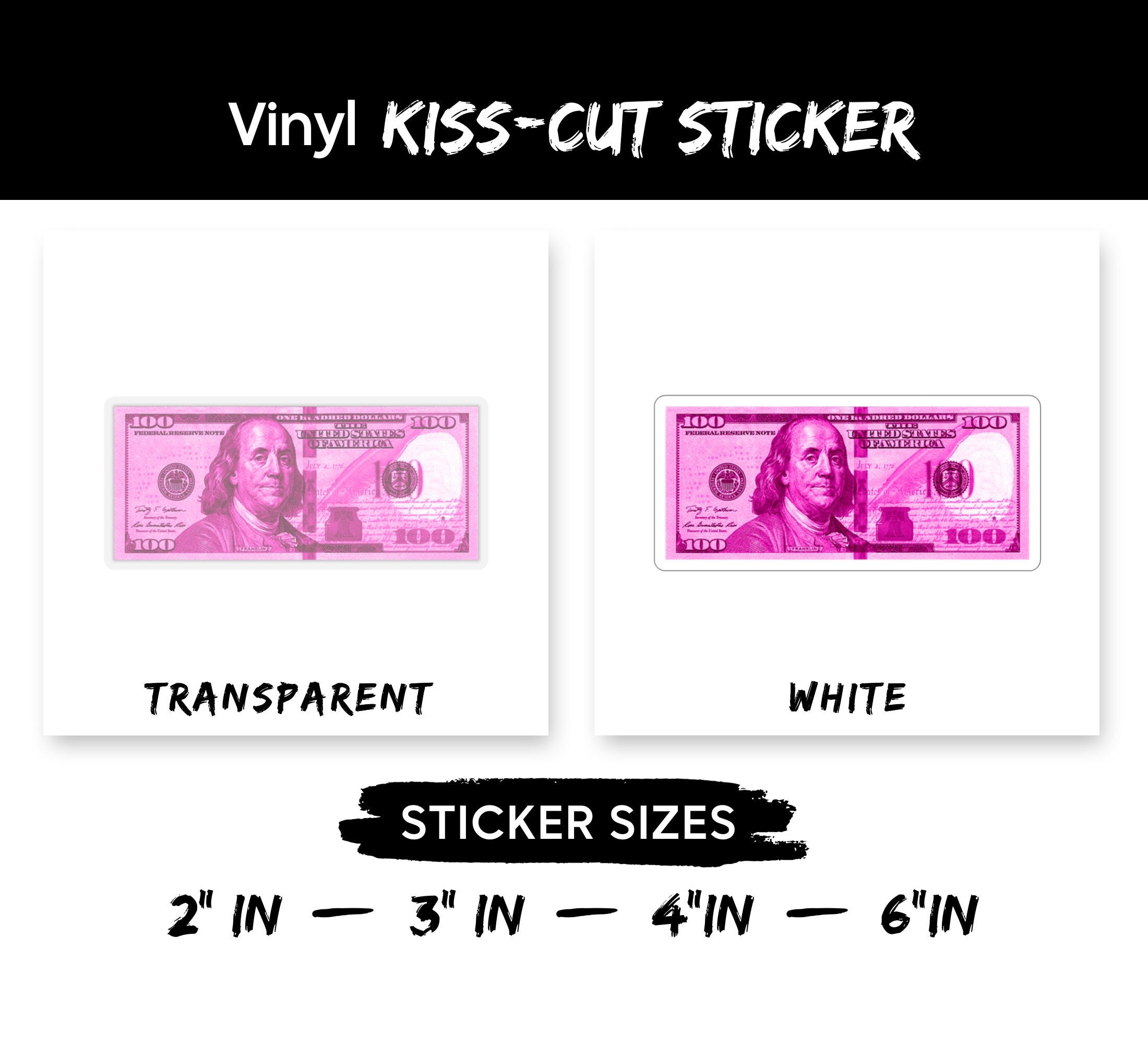 Pink 100 Dollar Bill Money Sticker - Premium Vinyl Kiss-cut Sticker - Etsy