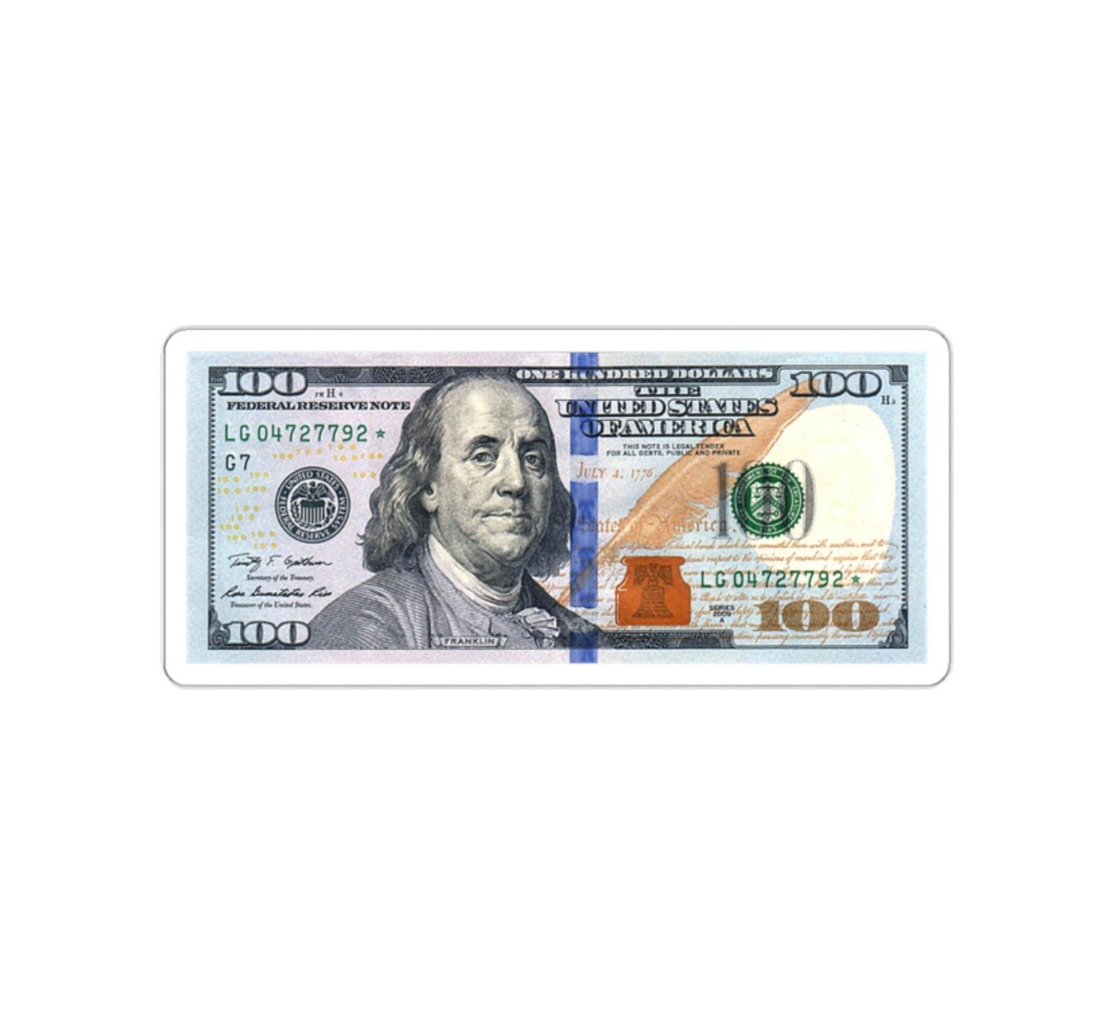US Hundred Dollar Bill Money Sticker Premium Vinyl Kiss-cut Sticker - Etsy