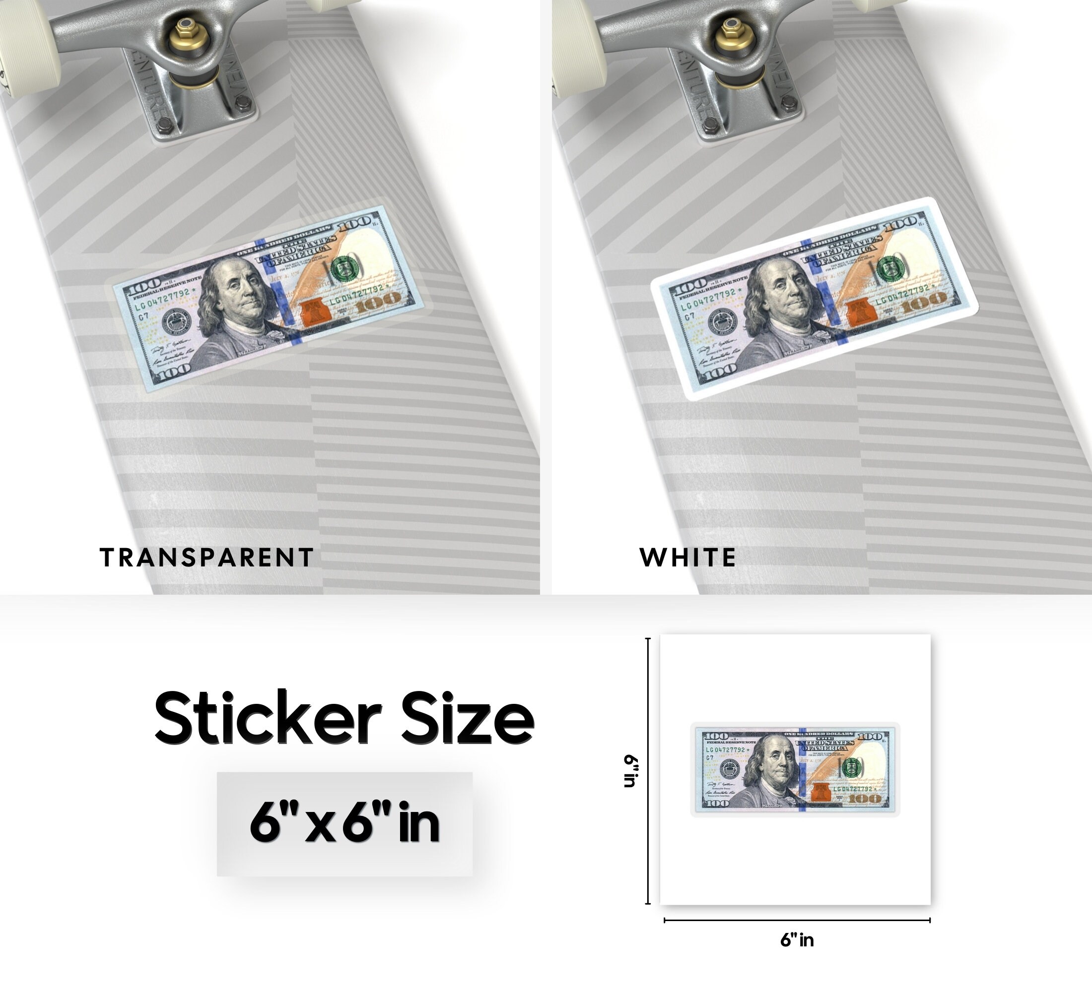 US Hundred Dollar Bill Money Sticker Premium Vinyl Kiss-cut Sticker - Etsy