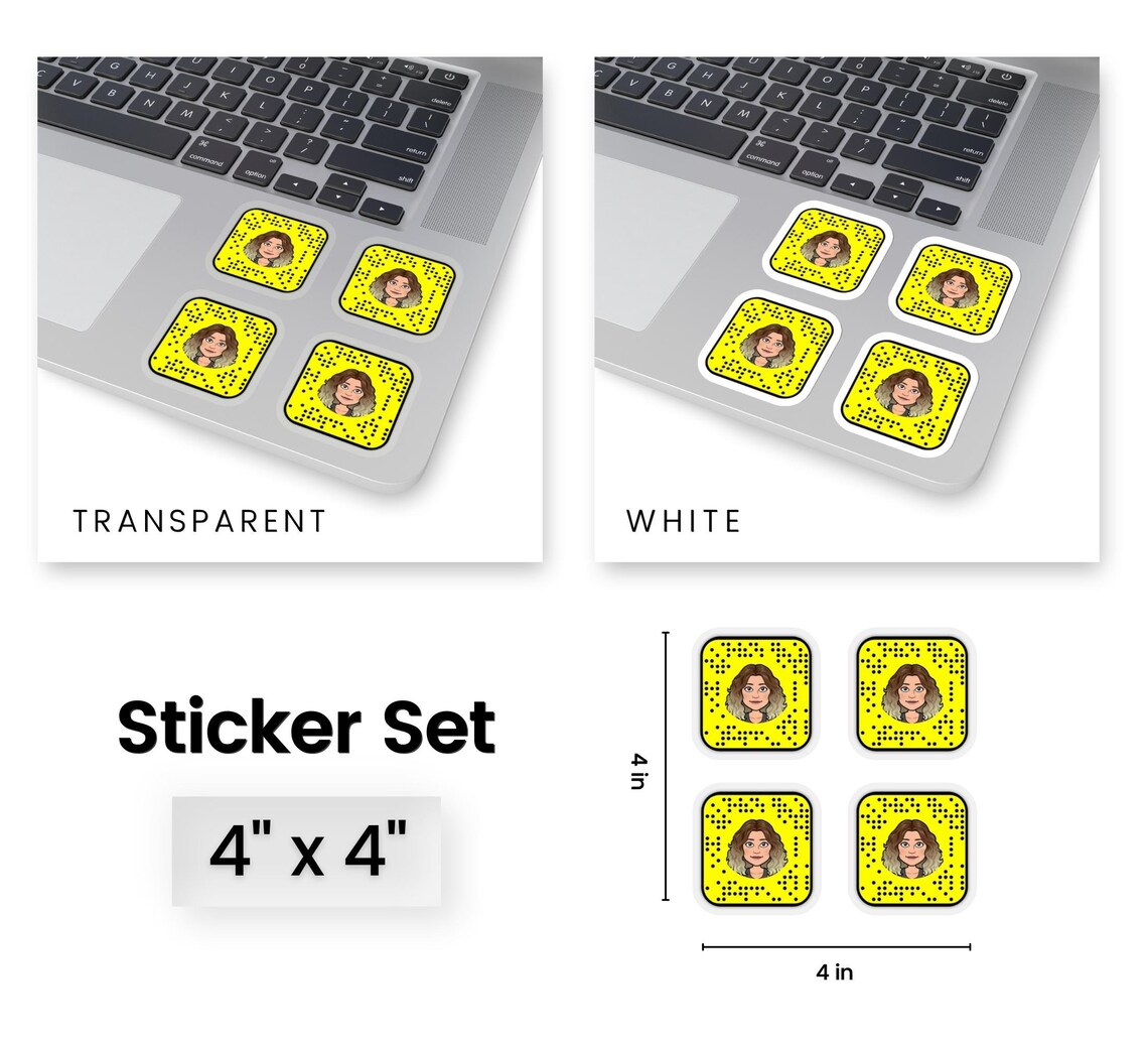Custom Snapchat Bitmoji Snapcode QR Scan Stickers - Premium Vinyl Kiss ...