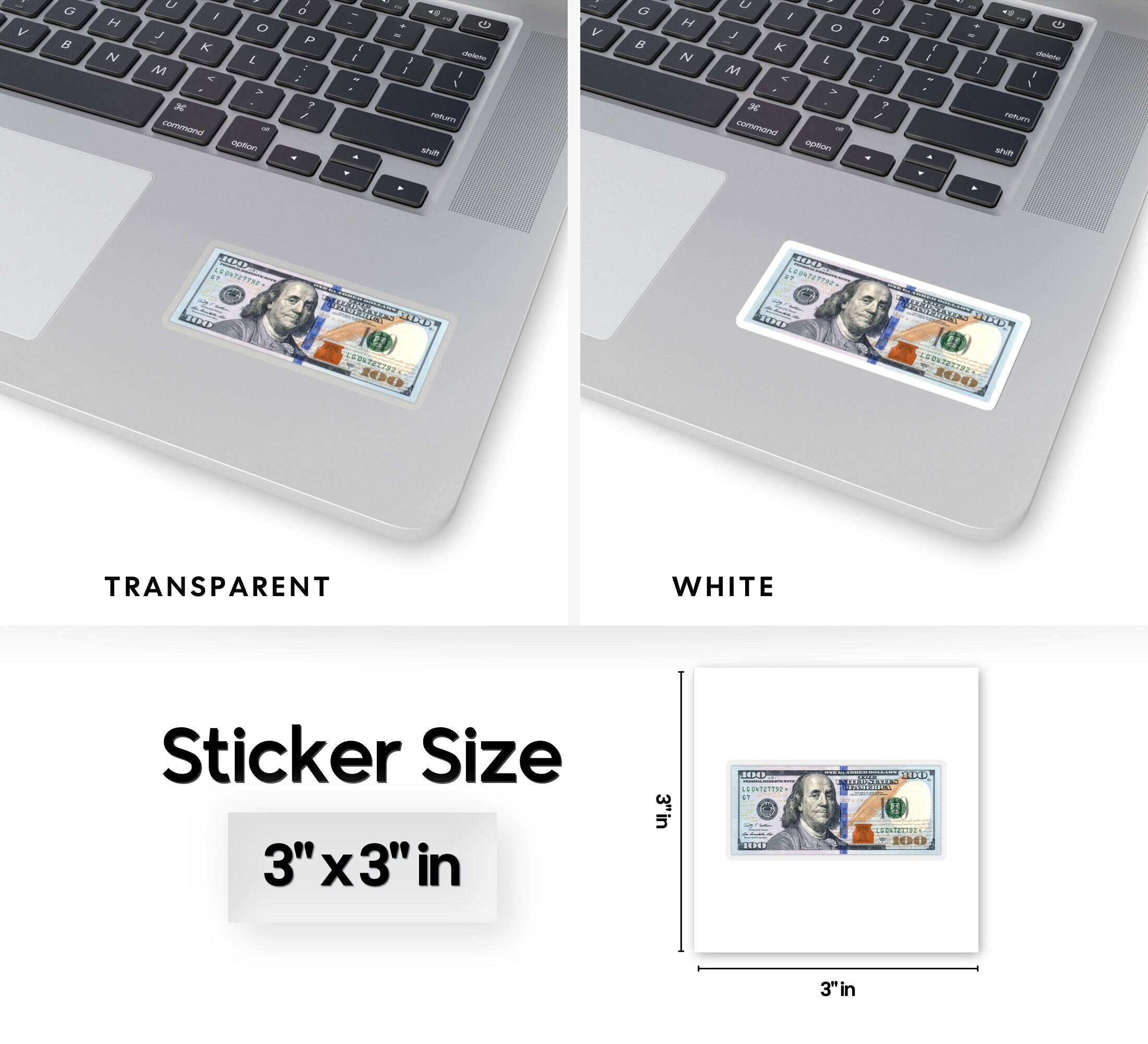 US Hundred Dollar Bill Money Sticker Premium Vinyl Kiss-cut Sticker - Etsy