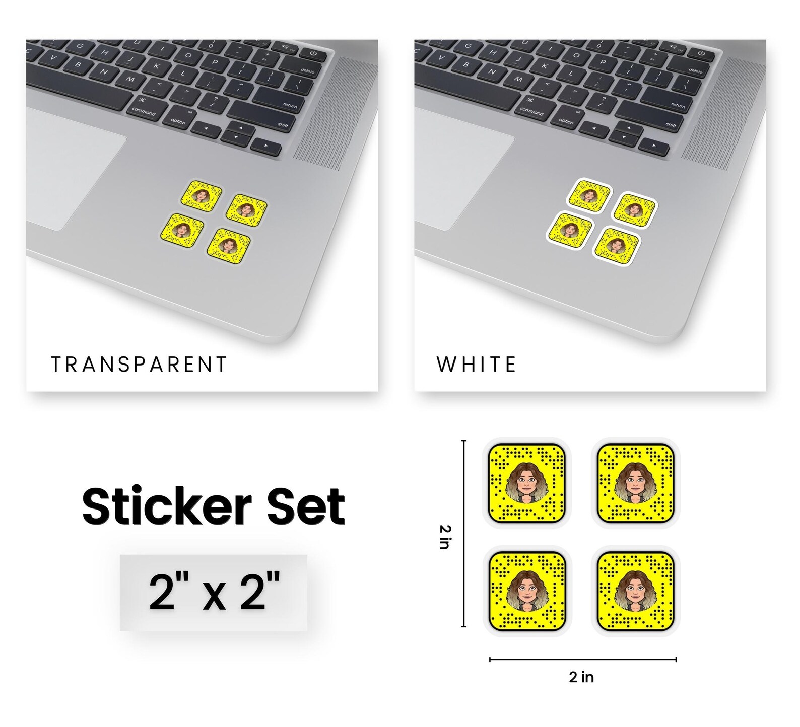 Custom Snapchat Bitmoji Snapcode QR Scan Stickers - Premium Vinyl Kiss ...