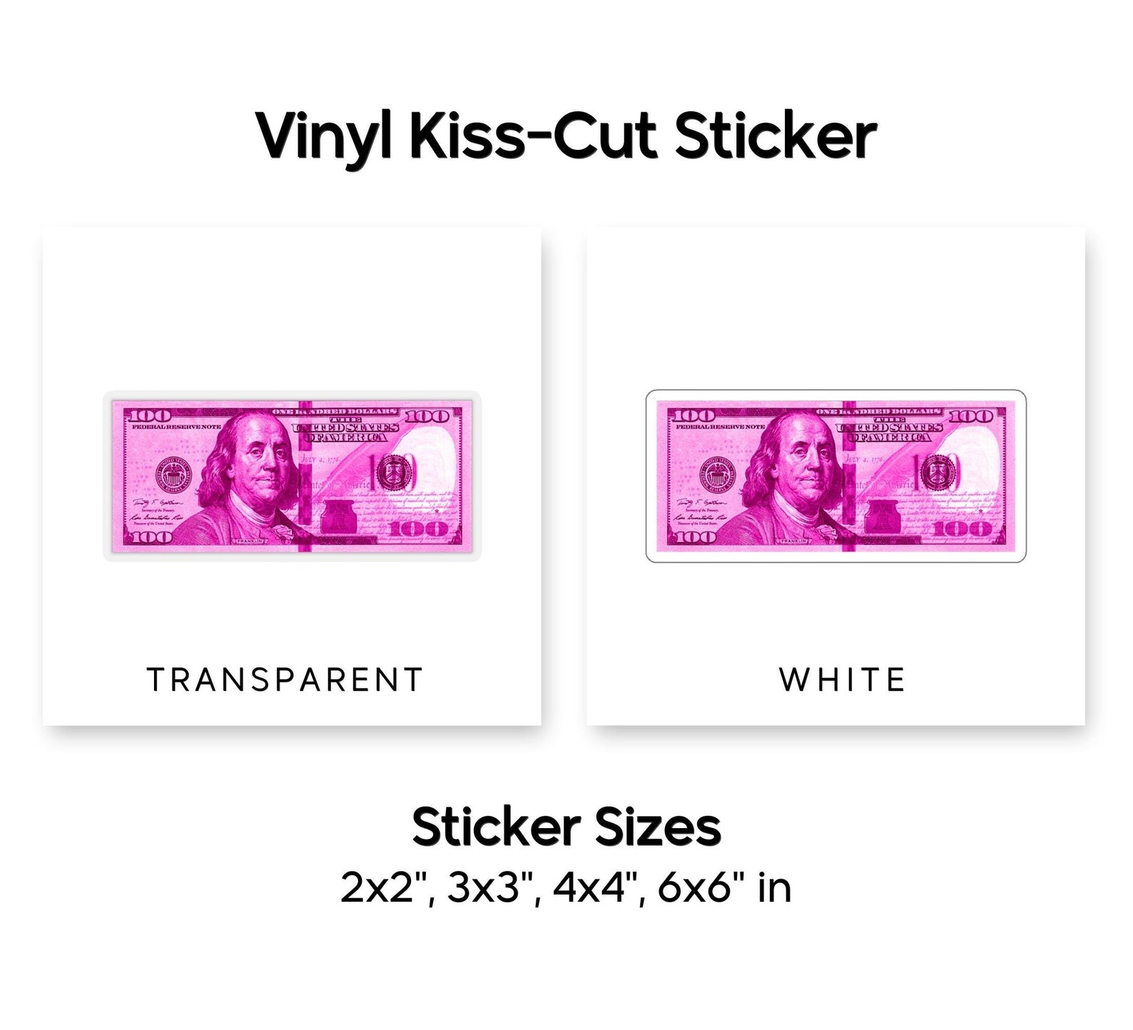 Pink 100 Dollar Bill Money Sticker Premium Vinyl Kiss-cut - Etsy