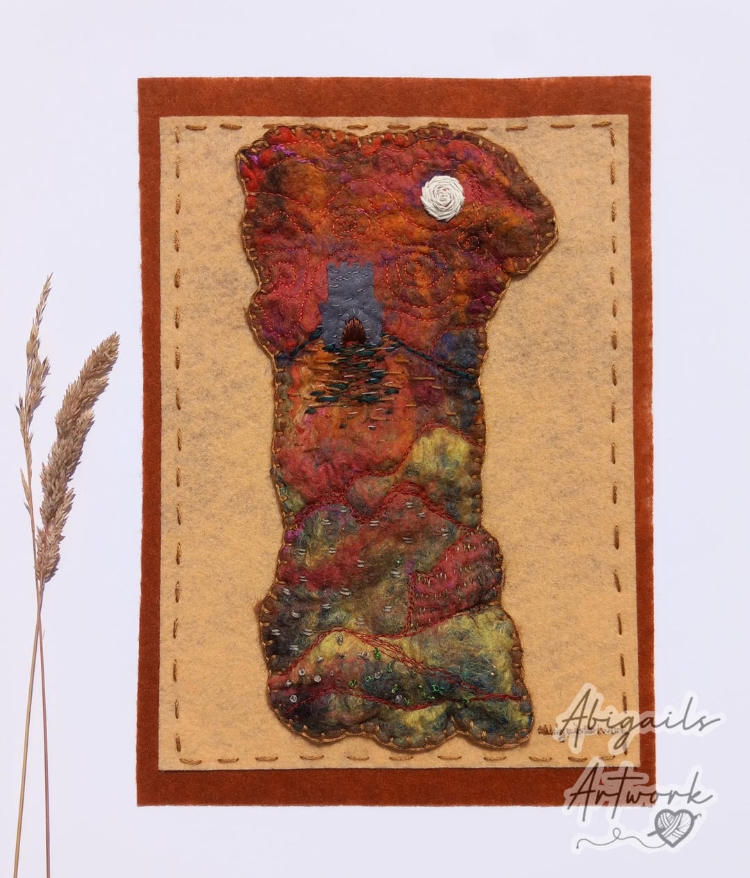 Castle on the Hill Felted Embroidery Textiles Art by Abigails Artwork ...