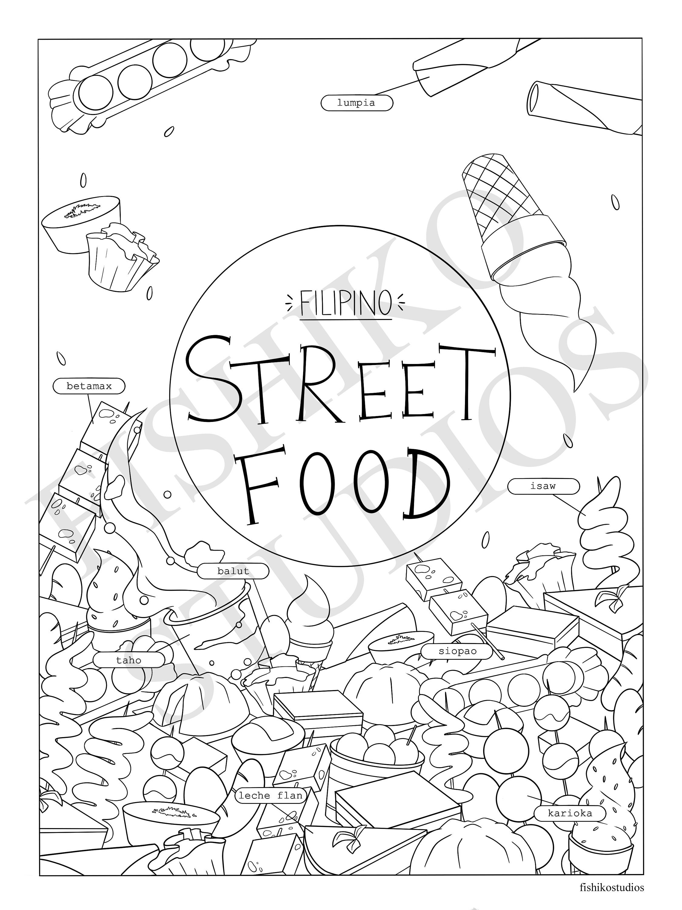 Filipino Street Food Printable Coloring Page Digital - Etsy Canada