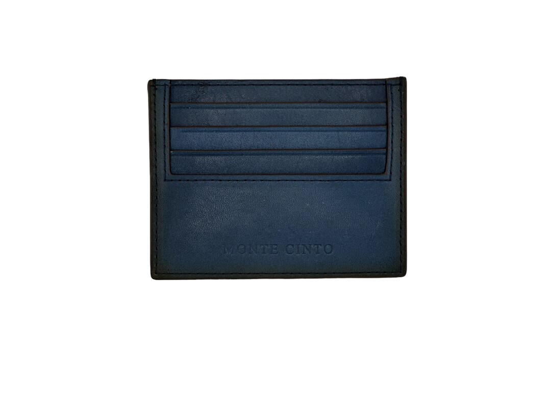 Vegetable Tanned Leather Royale Blue Full Grain Leather Cardholder 6-8 ...