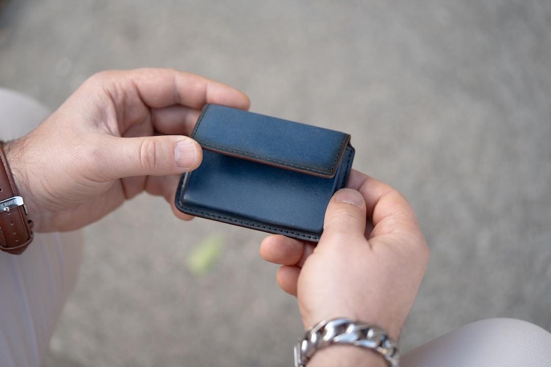 Full Grain Leather Card Holder, Italian Leather Cardcase, Minimalist ...