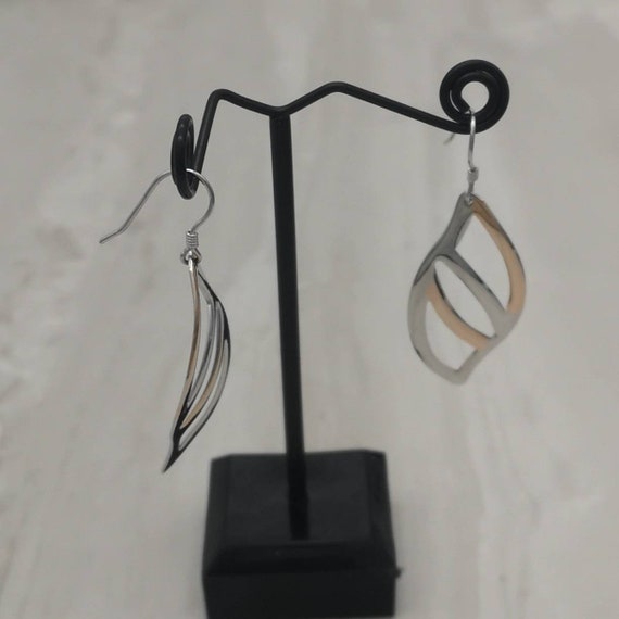 Silver( 925) and Gilt Open Leaf Design Earrings - Gem