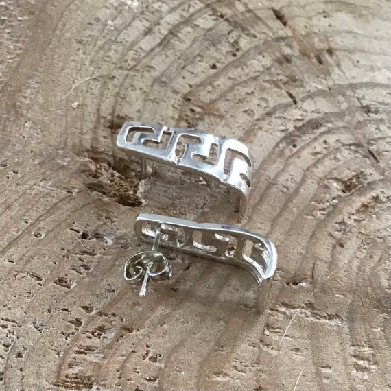 Greek Key, Infinity Symbol,Silver 925 Vintage Earring… - Gem