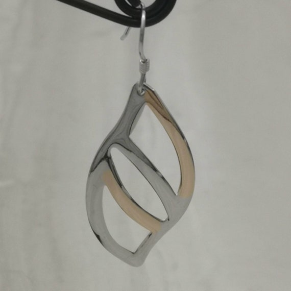 Silver( 925) and Gilt Open Leaf Design Earrings - Gem