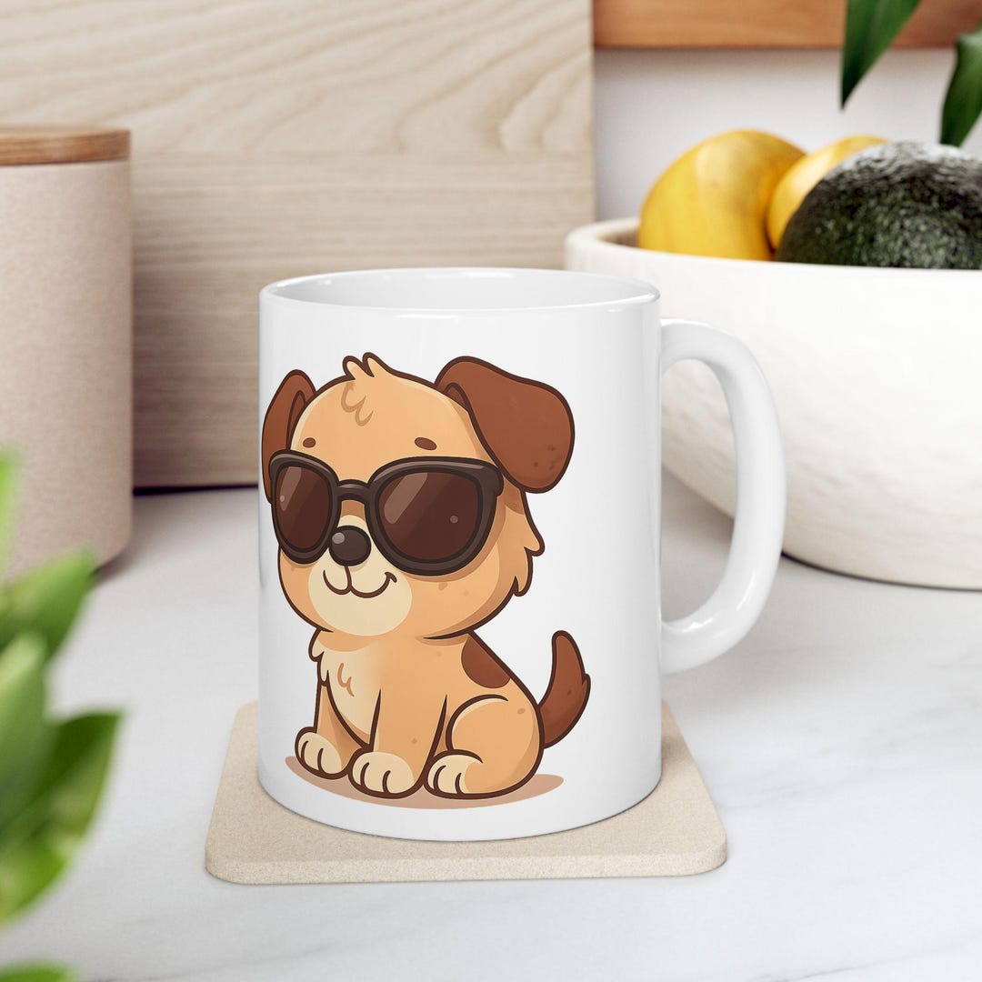 Cool Pup Ceramic Mug - Cute Dog Coffee Cup, Dog Lover Gift, Pet Owner ...