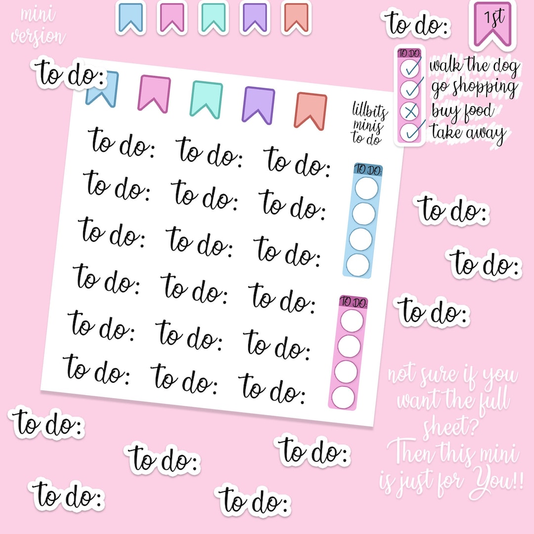 Mini Sticker Sheets to Do Minis Cute Sticker Sheet - Etsy