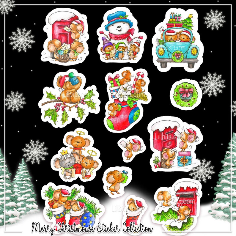 Merry Christmouse Sticker Collection Lillbits Sticker Sets | Etsy UK