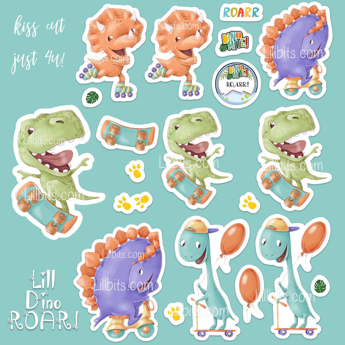 Lill Dino Roar Stickers Lillbits Cute Stickers Dinosaurs - Etsy UK