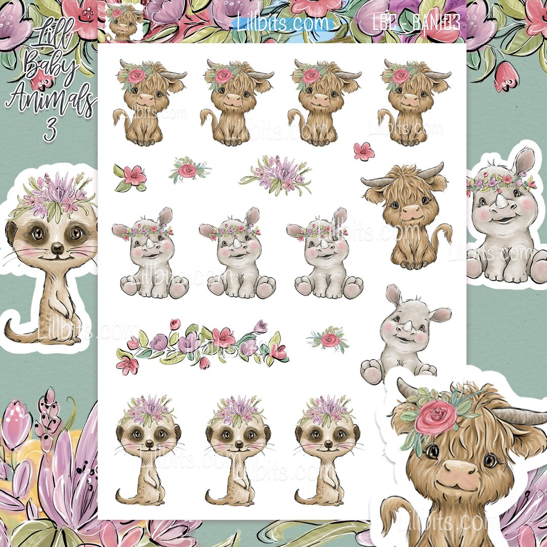 Cute Sticker Sheets - Lill Baby Animals 3 - Lillbits Creations -planner ...