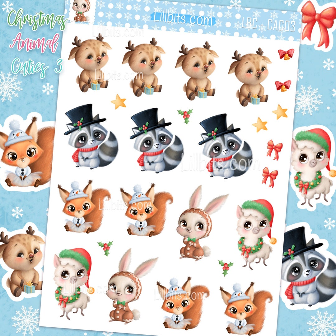 Christmas Animal Cuties 3 - Sticker Sheets - Lillbits - Planner ...