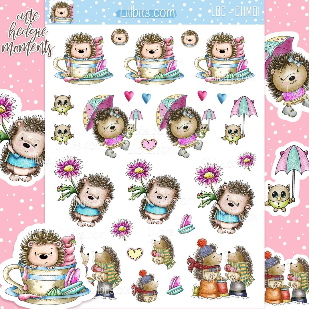 Cute Hedgie Moments - Hedgehog Stickers - Lillbits - Hedgehogs - Etsy