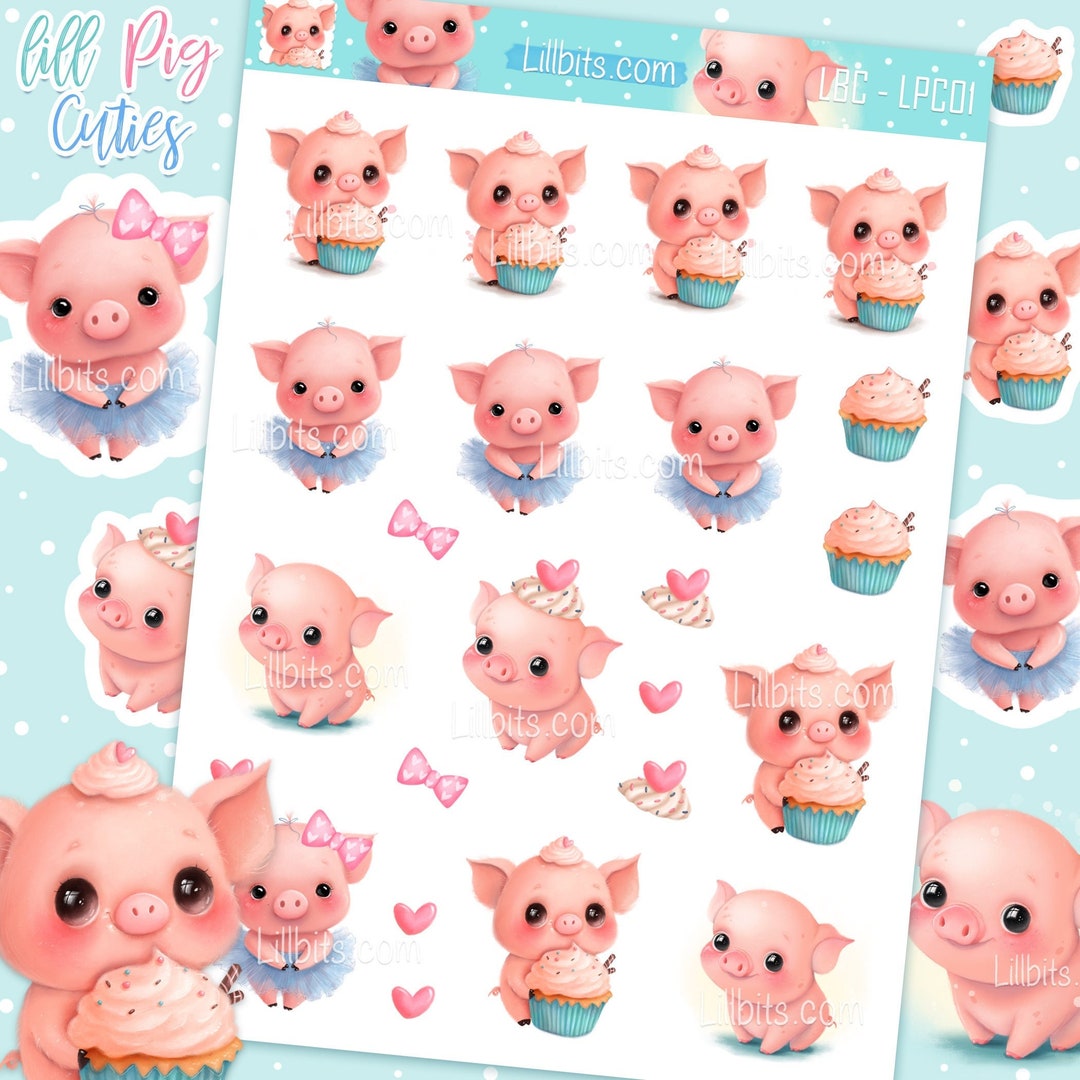 Lill Pig Cuties - Lillbits - Cute Sticker Sheet - Etsy