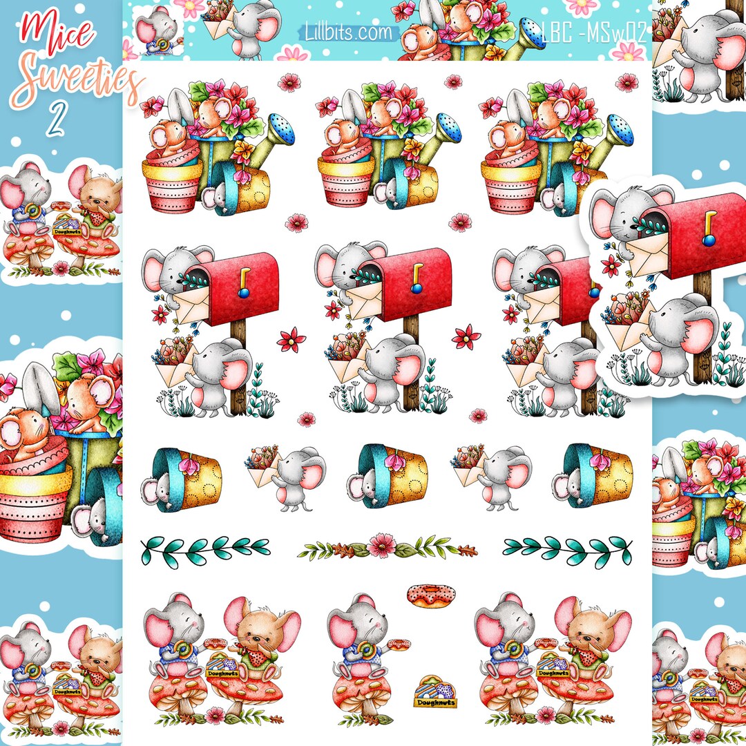 Mice Sweeties 2 - Cute Sticker Sheets - Lillbits - Etsy