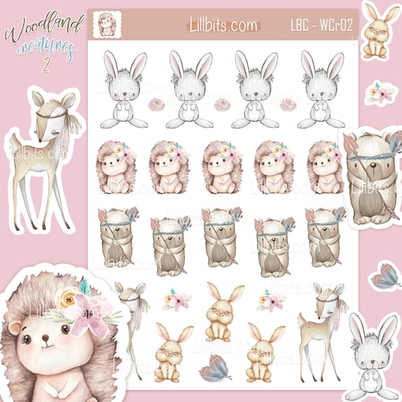 Woodland Creatures 2 Stickers Lillbits Creations Woodland | Etsy