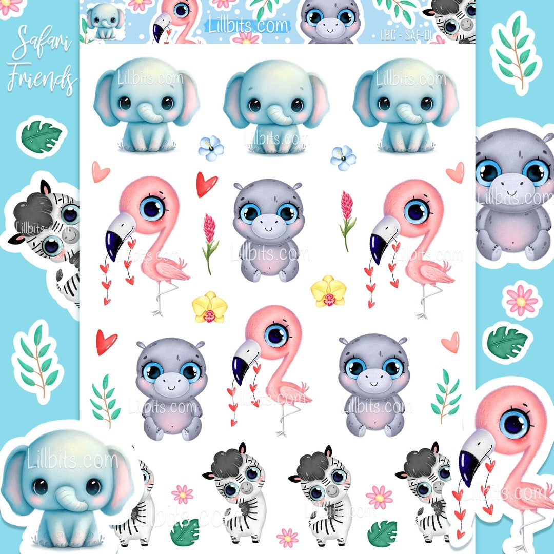 Safari Animals Stickers - Cute Sticker Sheets - Lillbits - Etsy