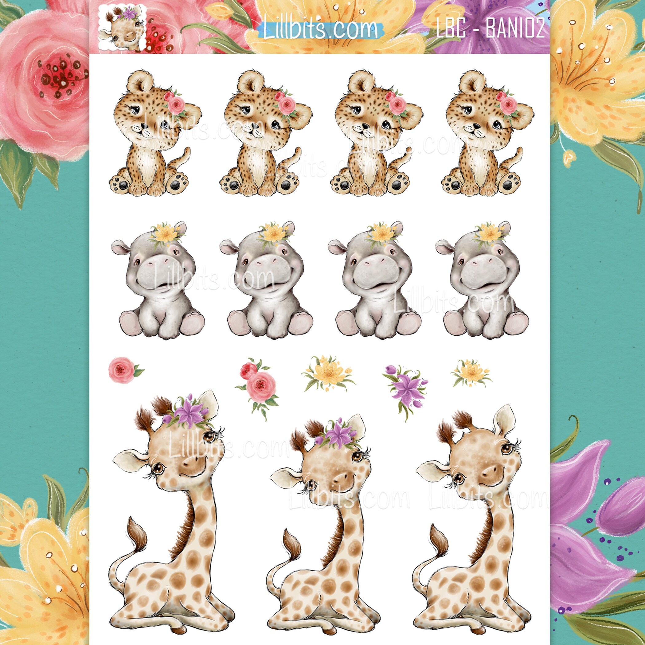 Lill Baby Animals 2 - Cute Stickers Sheets - Lillbits Creations ...