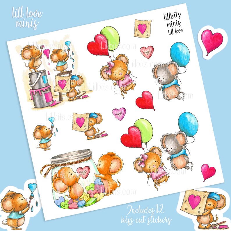 Cute Sticker Sheets - Planner Stickers - Lillbits Love Minis - Mini ...