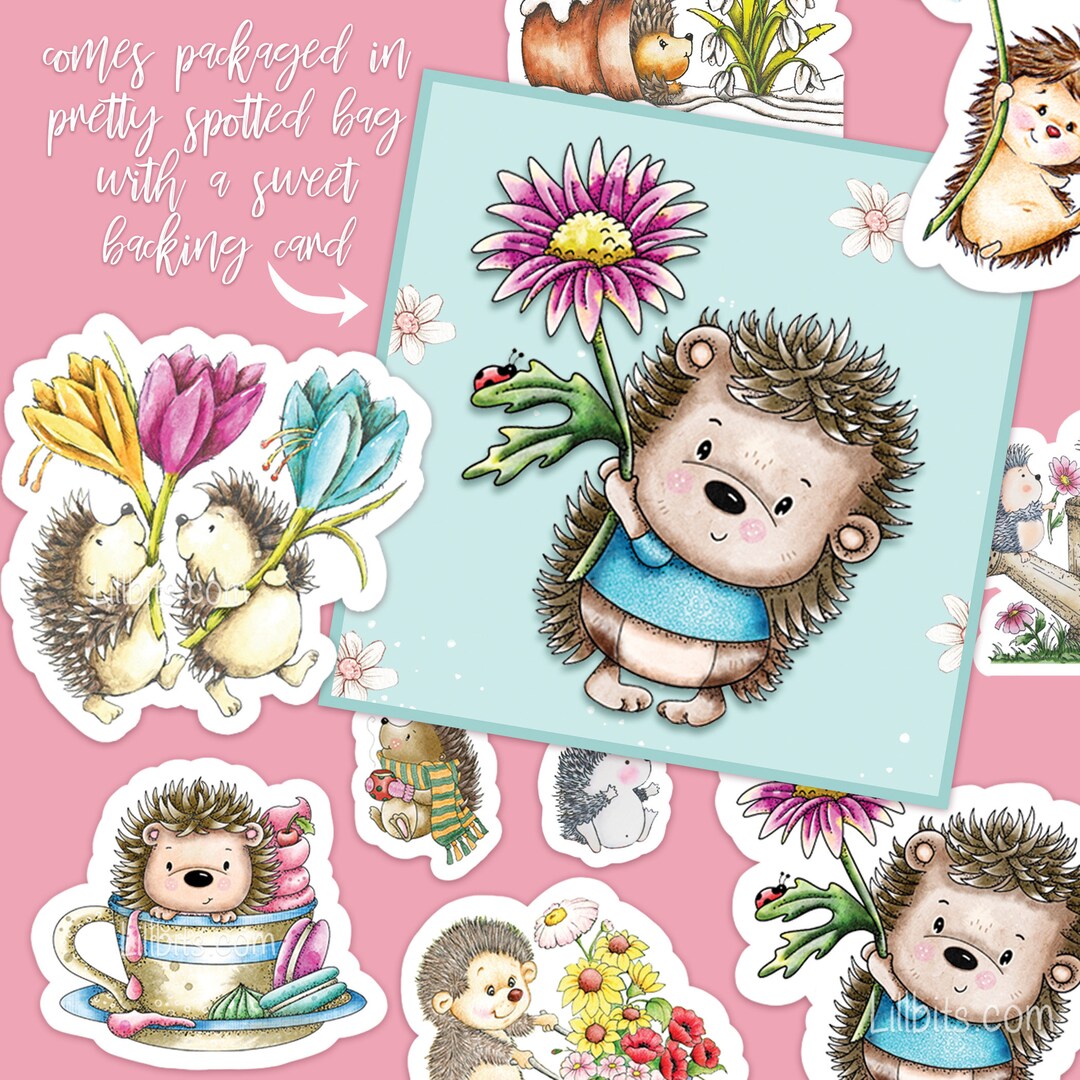 Hedgie Delight Sticker Set - Lillbits - Hedgehog Stickers - Etsy