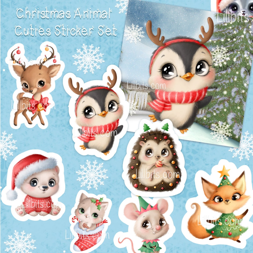 Christmas Animal Cuties Sticker Set - Lillbits - Sticker Packs ...