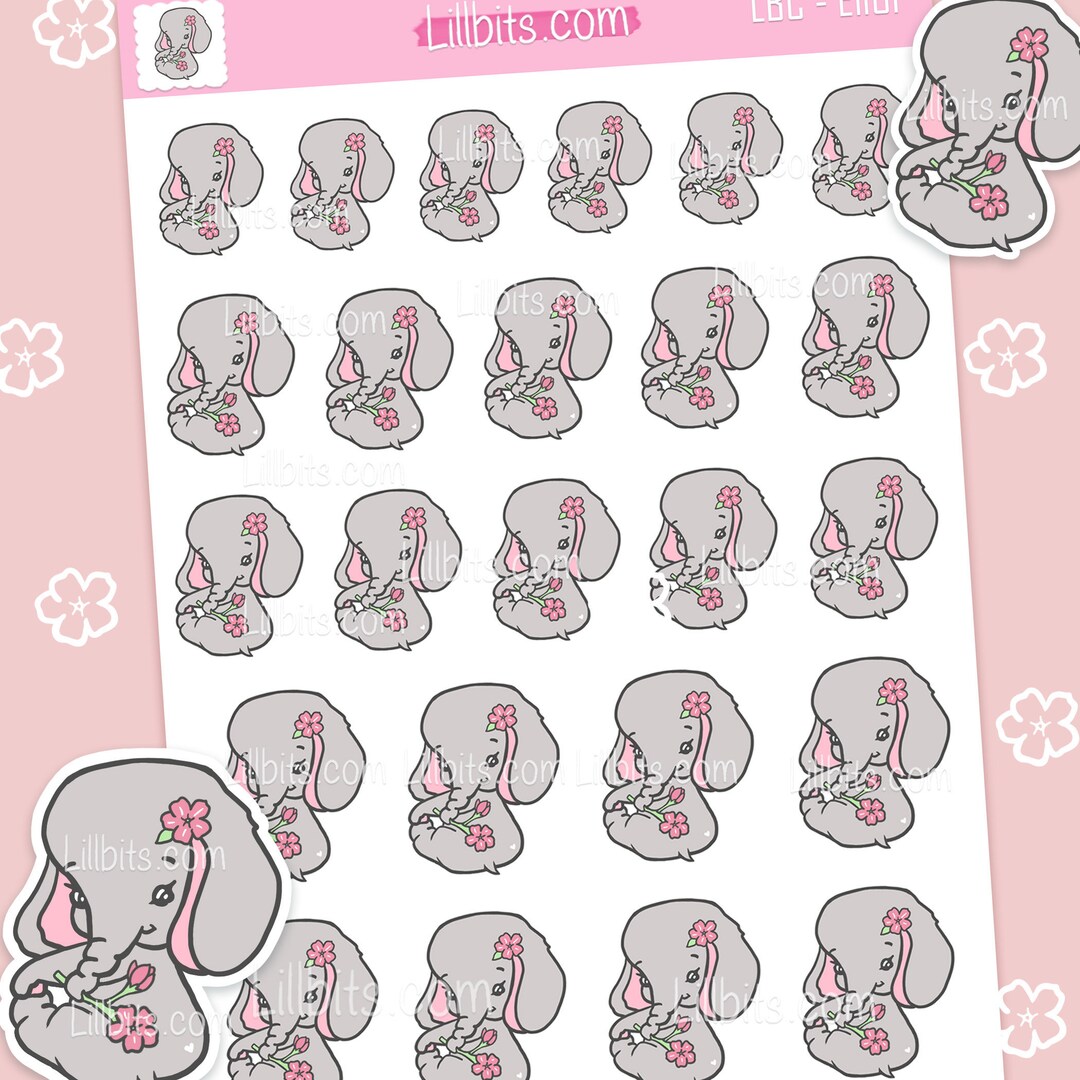 Cute Sticker Sheets - Lill Ellie the Elephant - Lillbits Creations ...