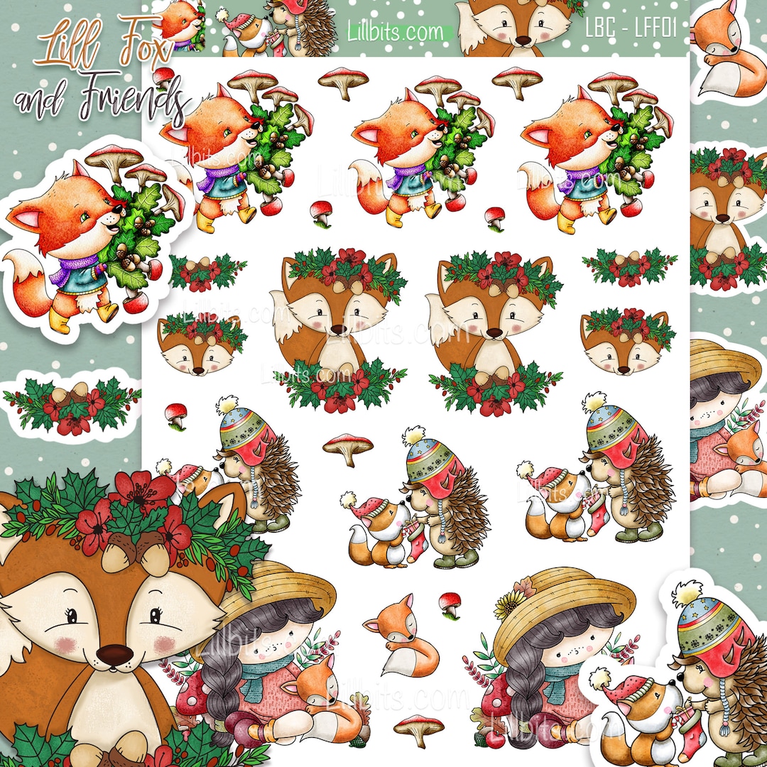 Lill Fox and Friends - Cute Sticker Sheet - Lillbits - Etsy