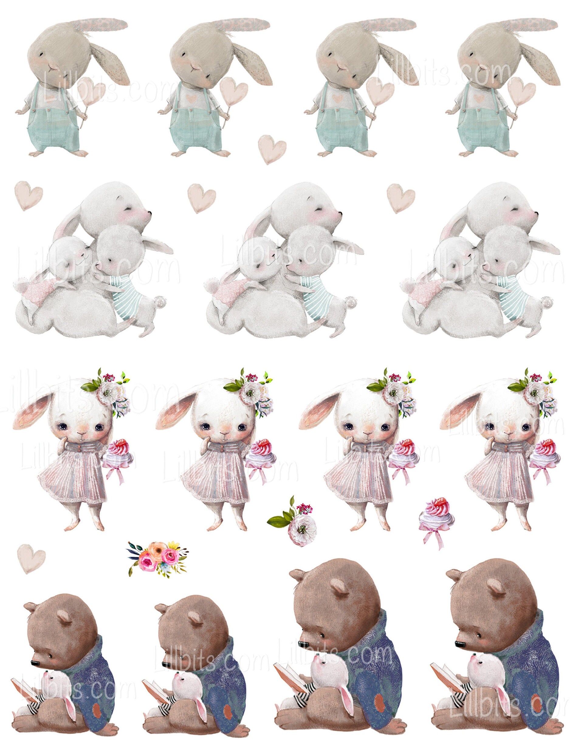 Bunny and Friends Cute Stickers Lillbits Creations Animals - Etsy UK