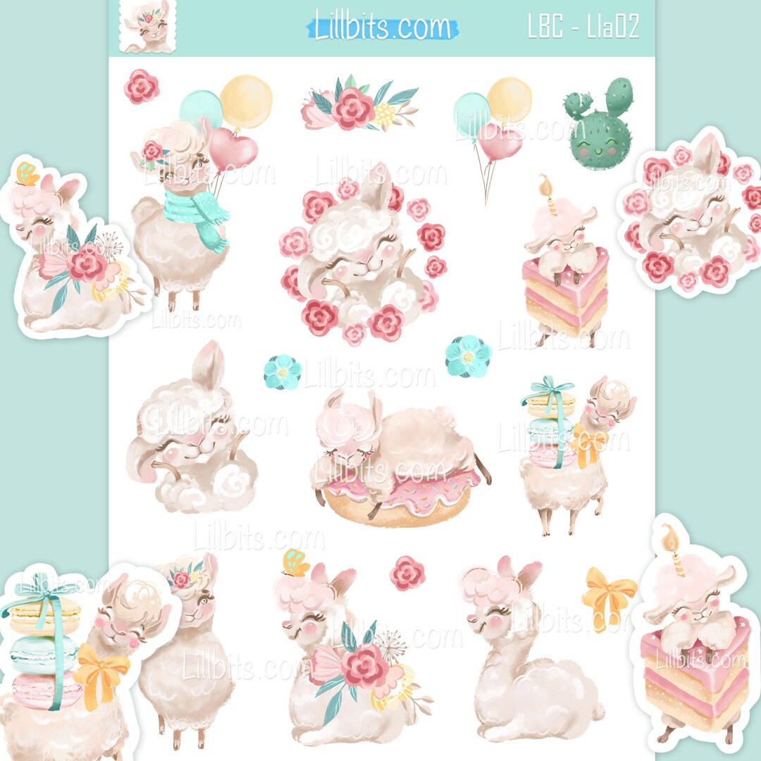 Lill Llamas Stickers 2 Cute Sticker Sheets Lillbits Creations Llamas - Etsy