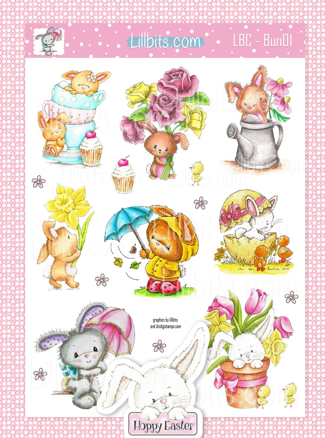 Cute Sticker Sheets Easter Stickers Cute Bunny Stickers Lillbits ...