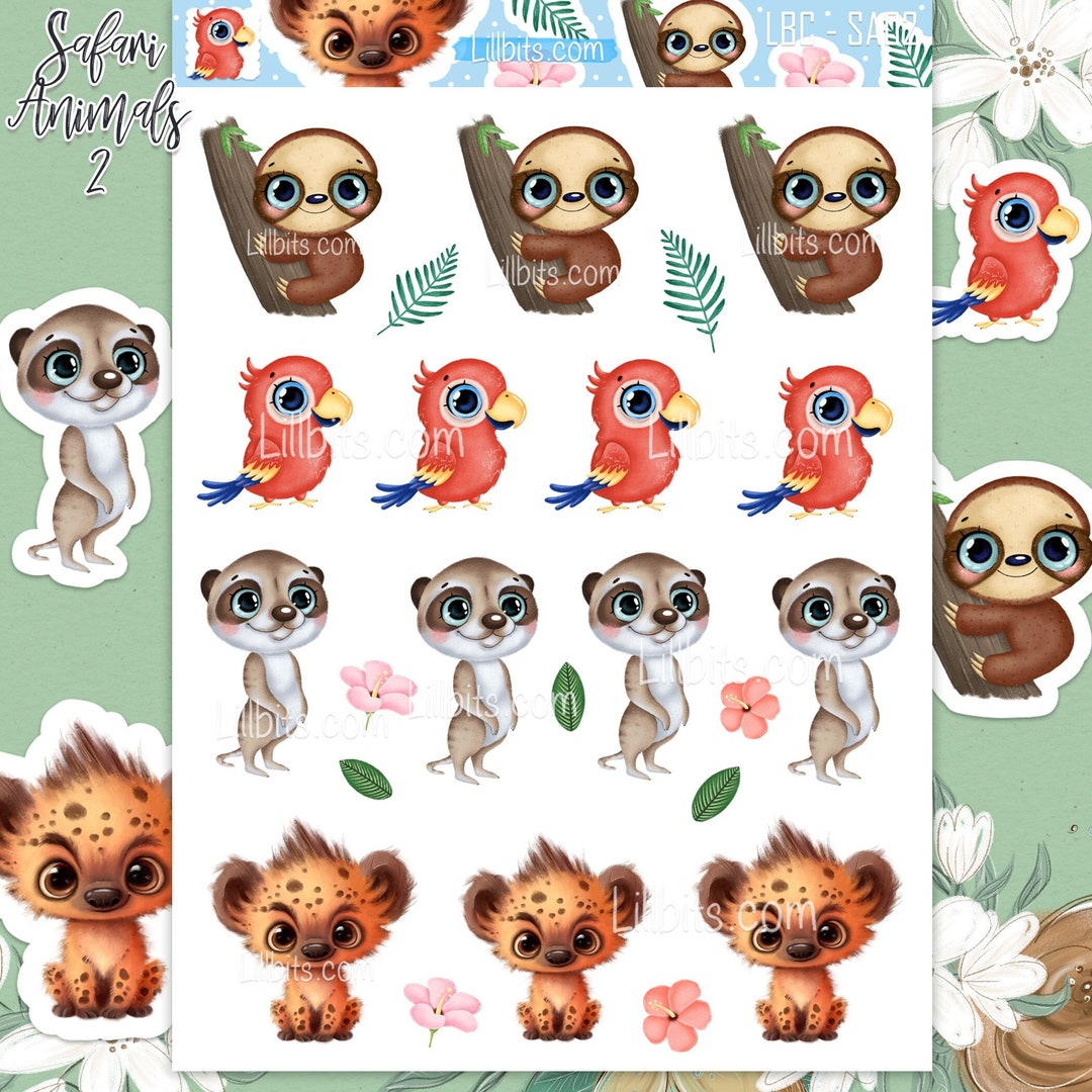 Safari Animals 2 Sticker Sheet - Cute Sticker Sheets - Lillbits - Etsy