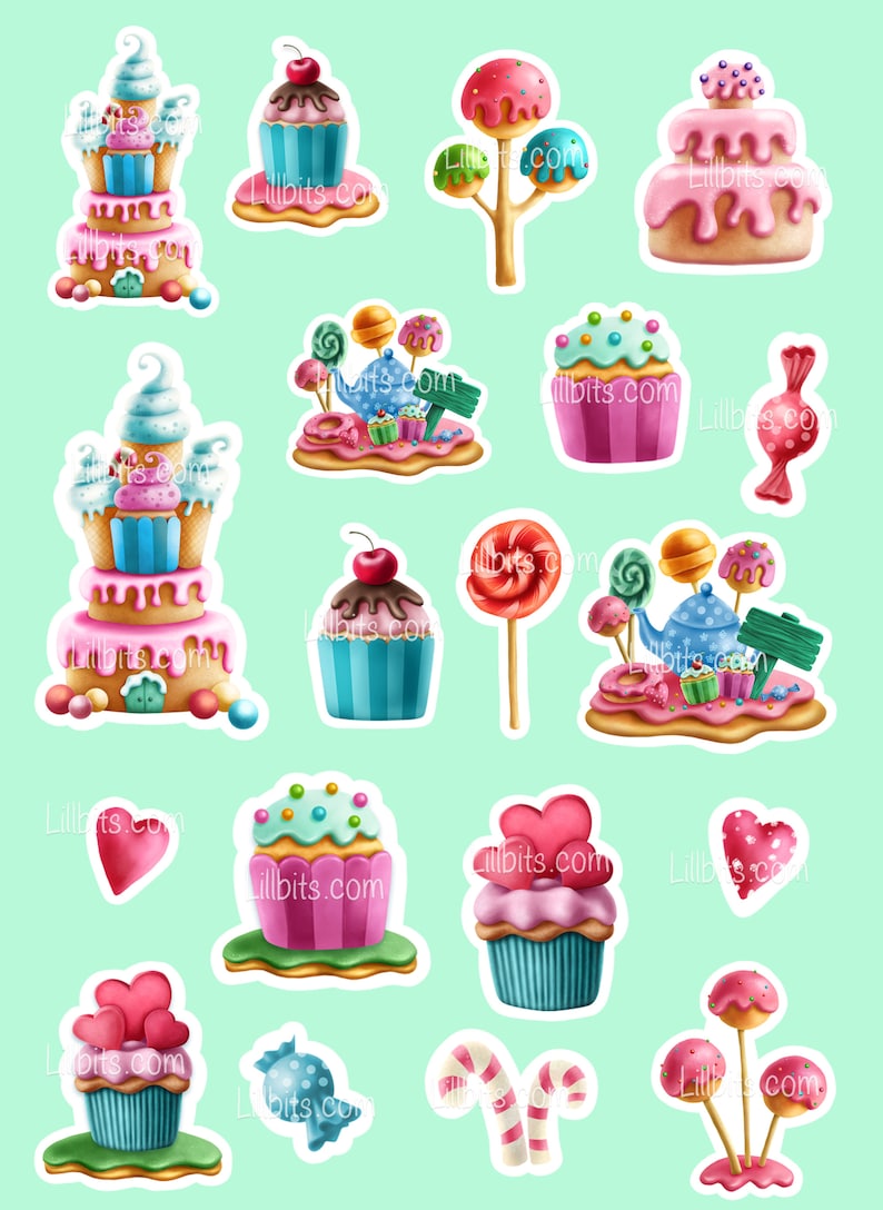Candy Land Sticker Pack Cute Stickers Lillbits Sweets - Etsy