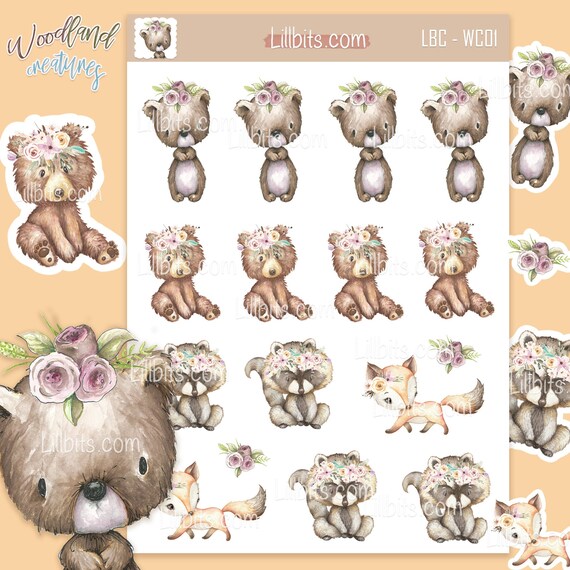 Cute Sticker Sheets Woodland Creatures Cute Animals | Etsy