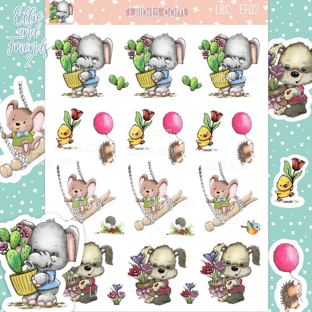 Ellie and Friends 2 Sticker Sheet - Lillbits - Cute Stickers - Etsy