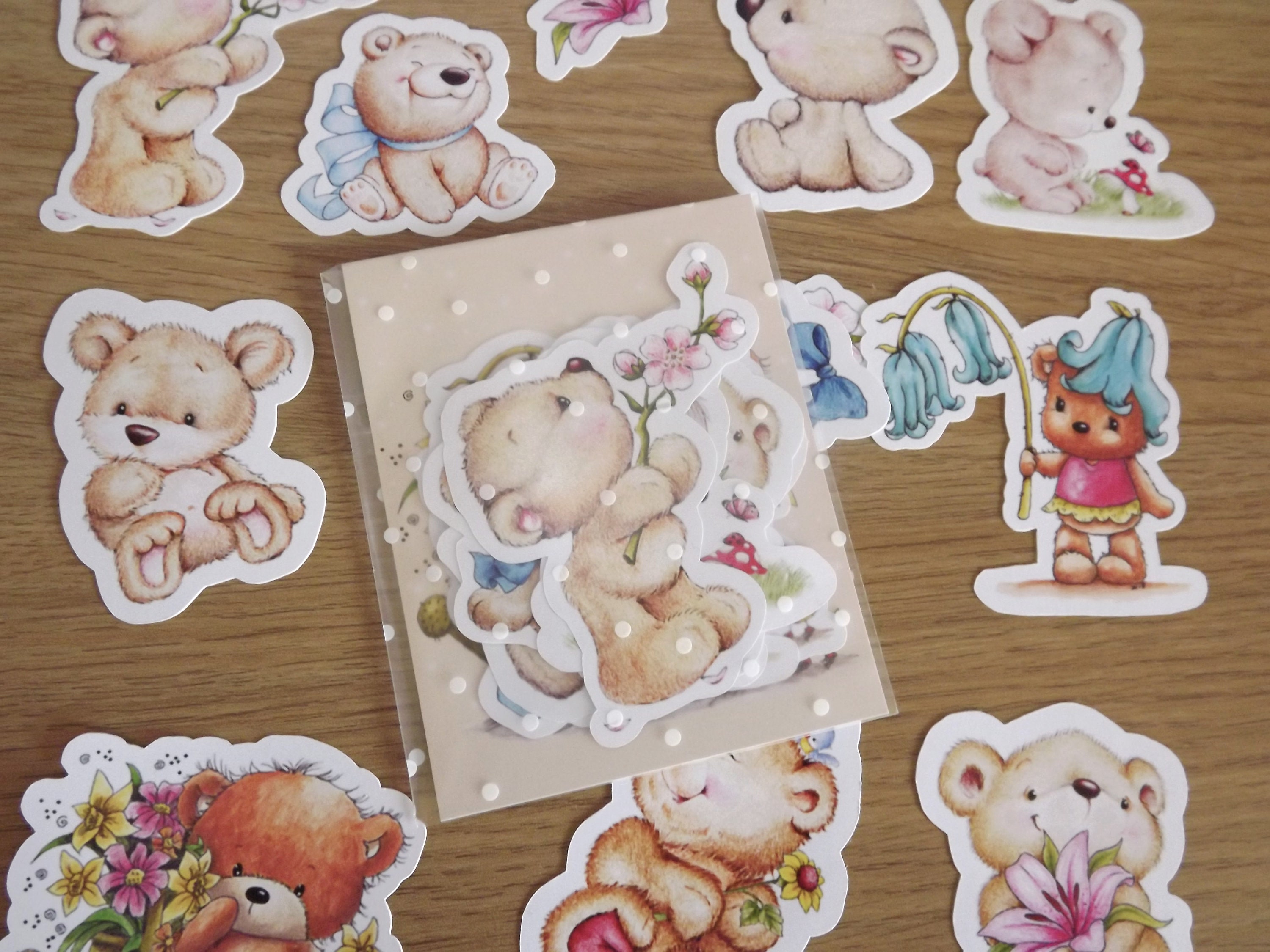 Cute Teddy Sticker Set Lillbits Teddies Die Cuts Cute - Etsy