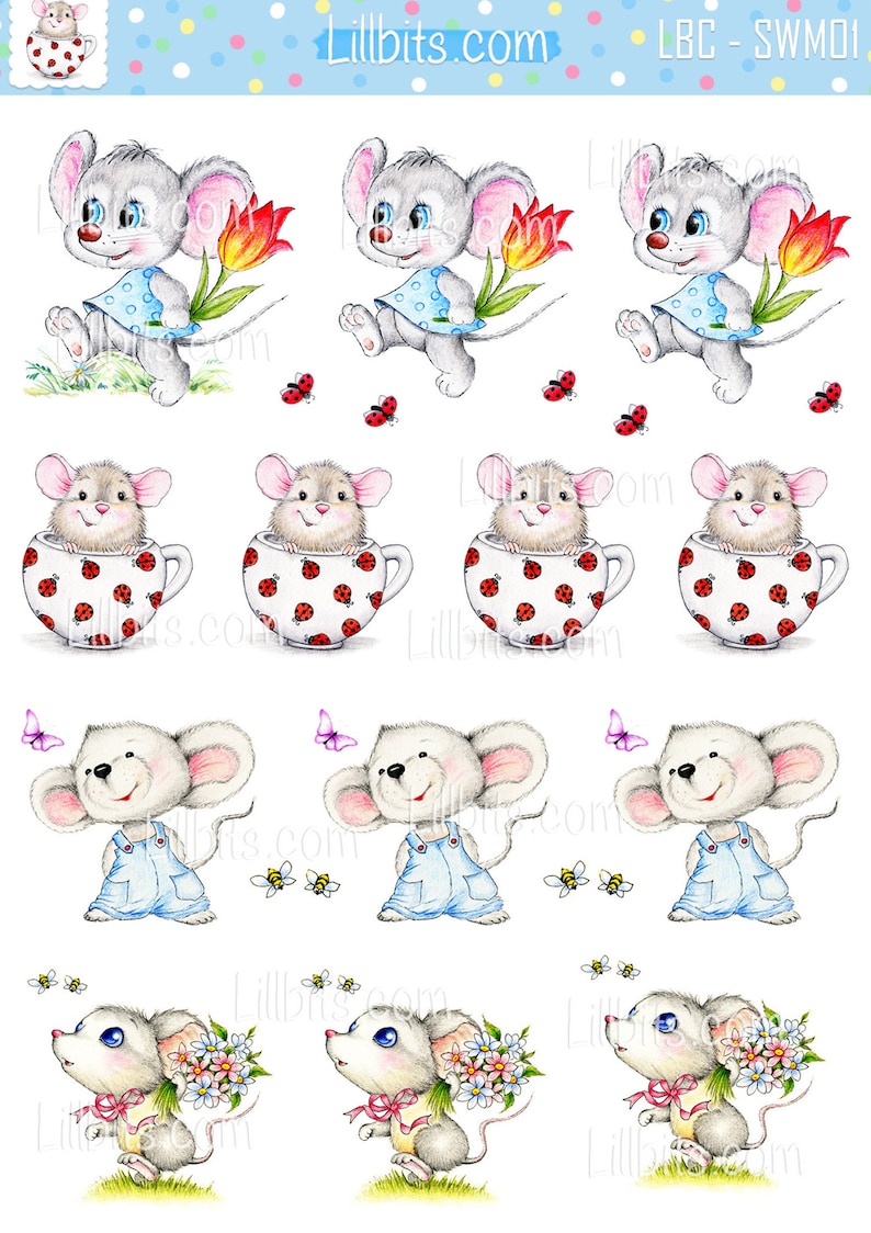 Cute Sticker Sheets Sweet Mice Stickers Lillbits Planner - Etsy