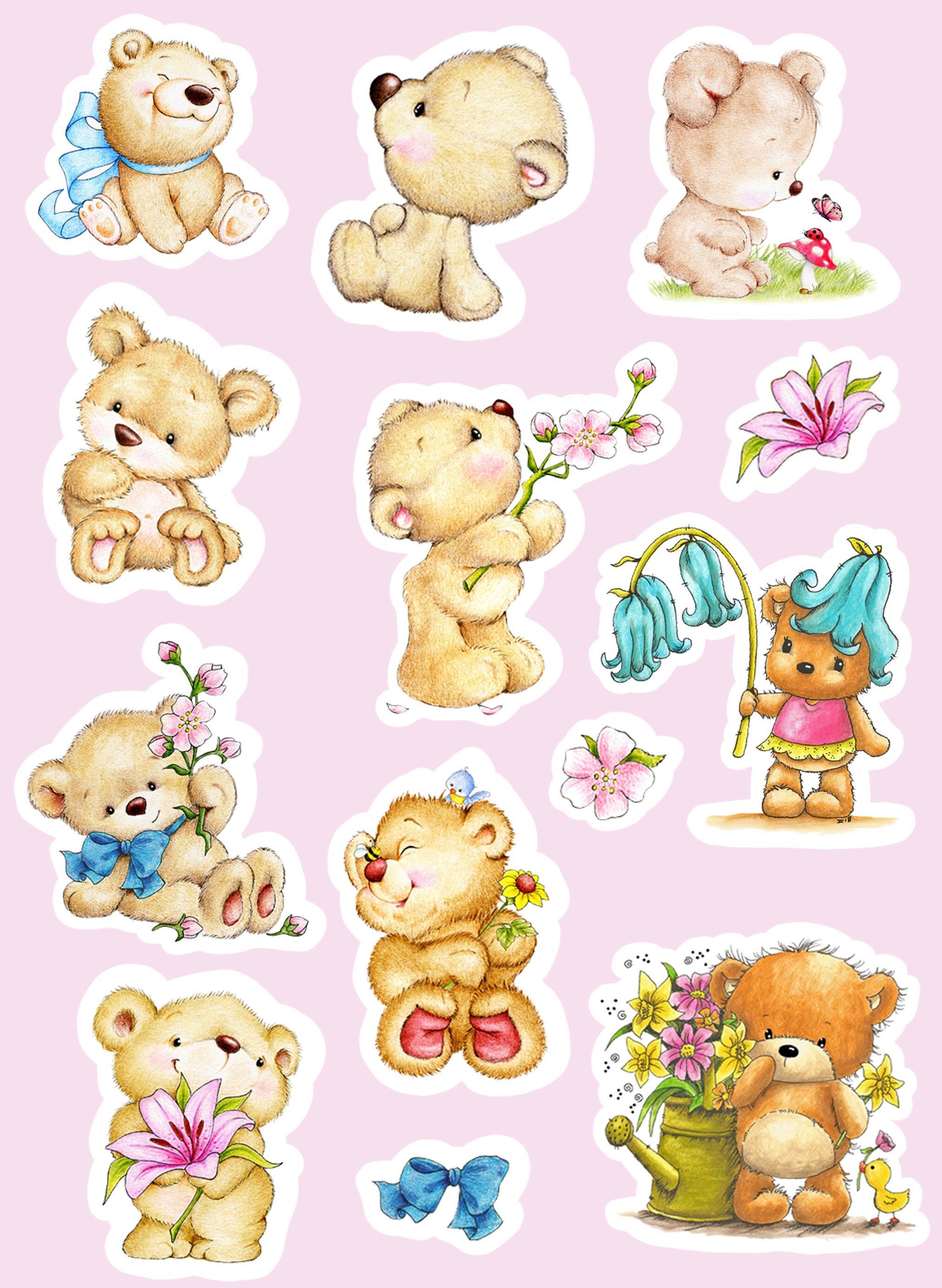 Cute Teddy Sticker Set Lillbits Teddies Die Cuts Cute - Etsy