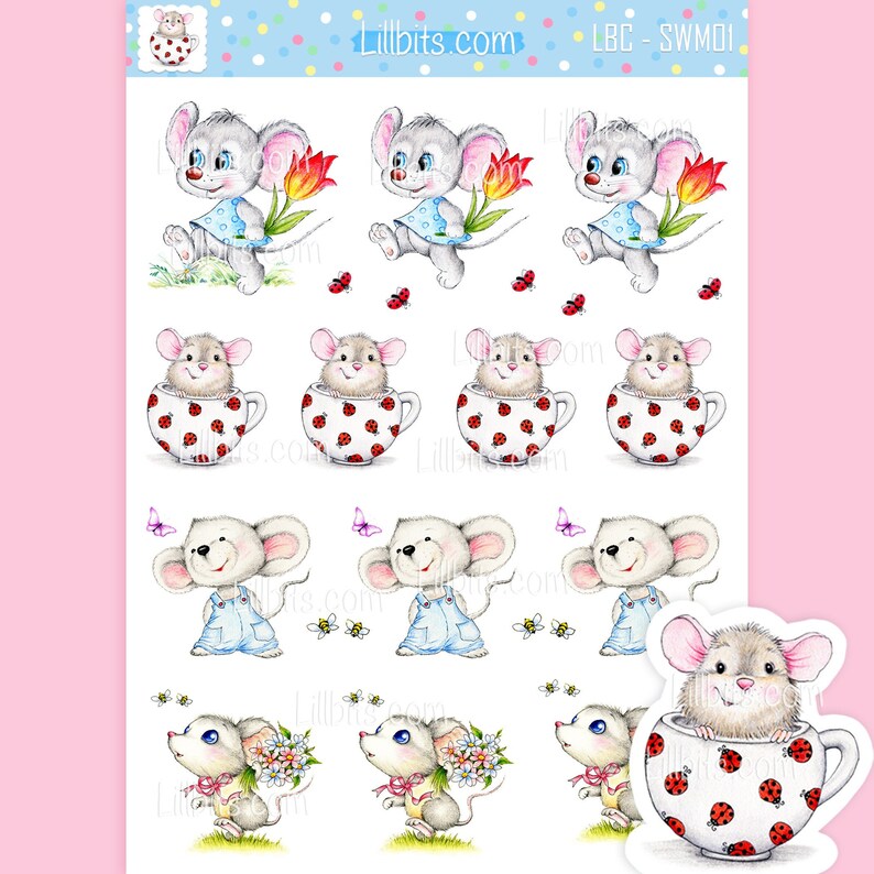 Cute Sticker Sheets Sweet Mice Stickers Lillbits Planner - Etsy