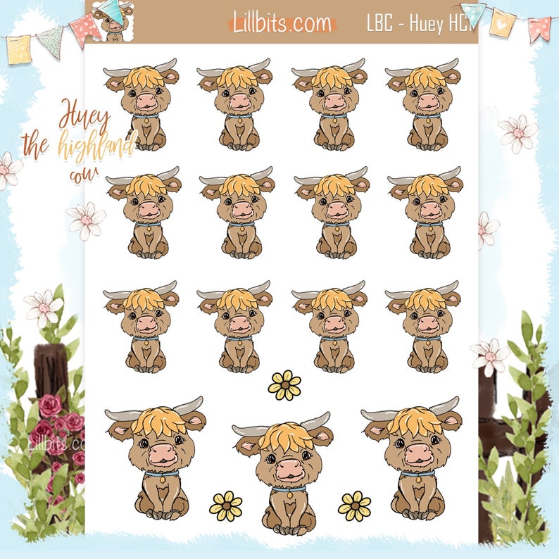 Huey the Highland Cow Sticker Sheet Highland Cows Cows - Etsy
