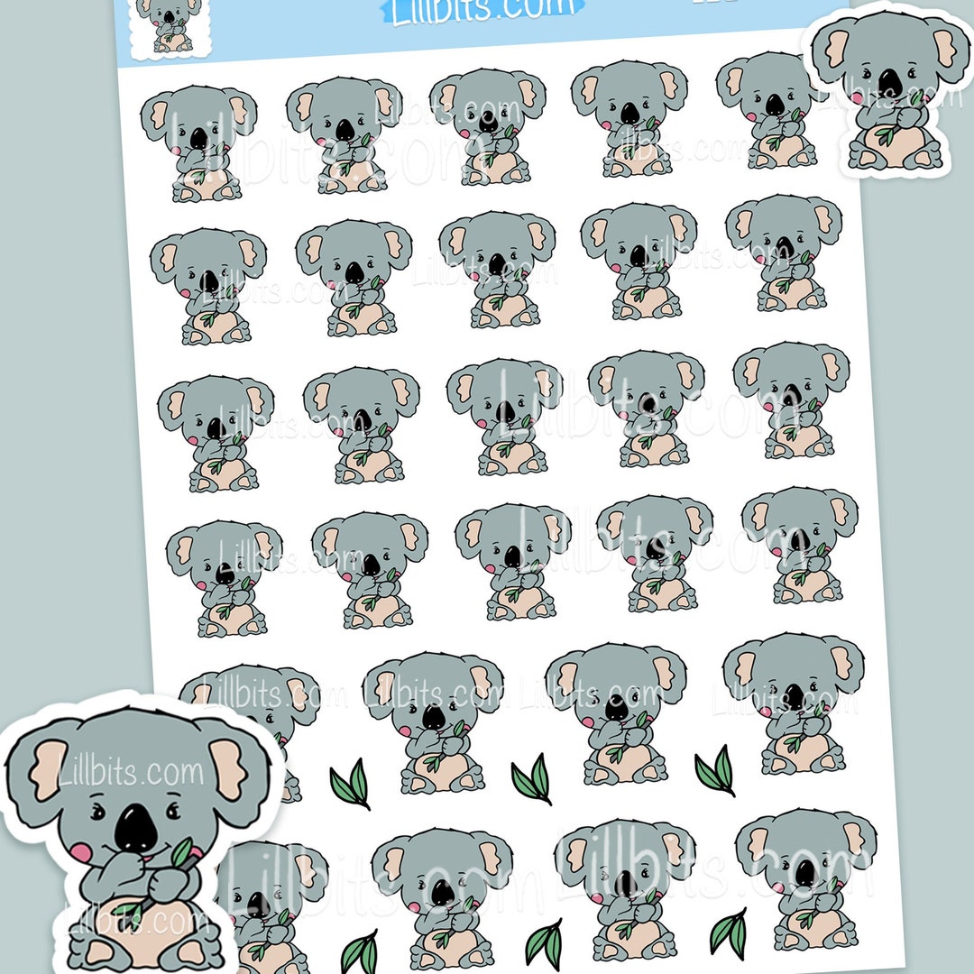 Lola the Koala Cute Sticker Sheets Lillbits Creations Koala Stickers ...
