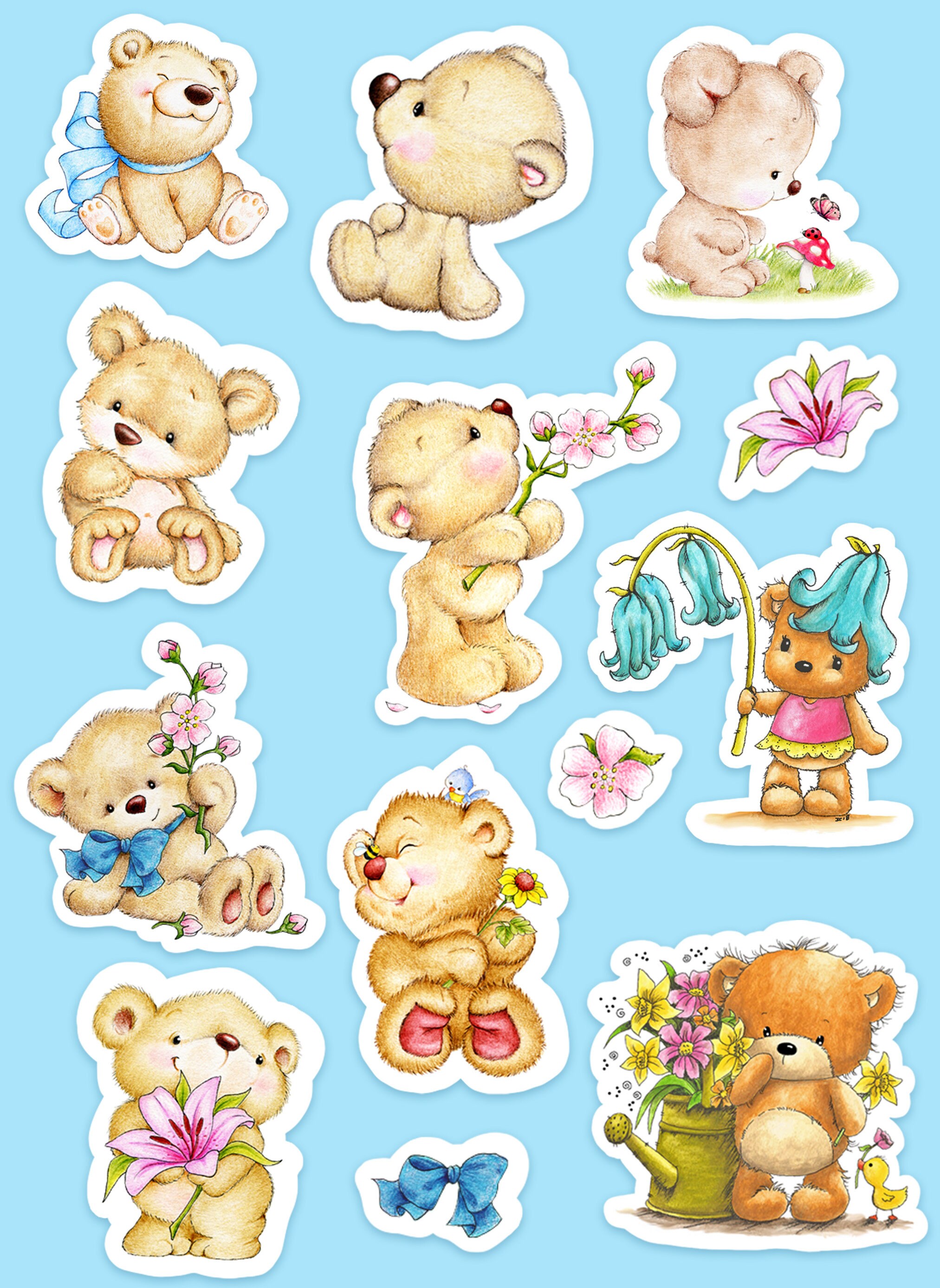 Cute Teddy Sticker Set Lillbits Teddies Die Cuts Cute - Etsy