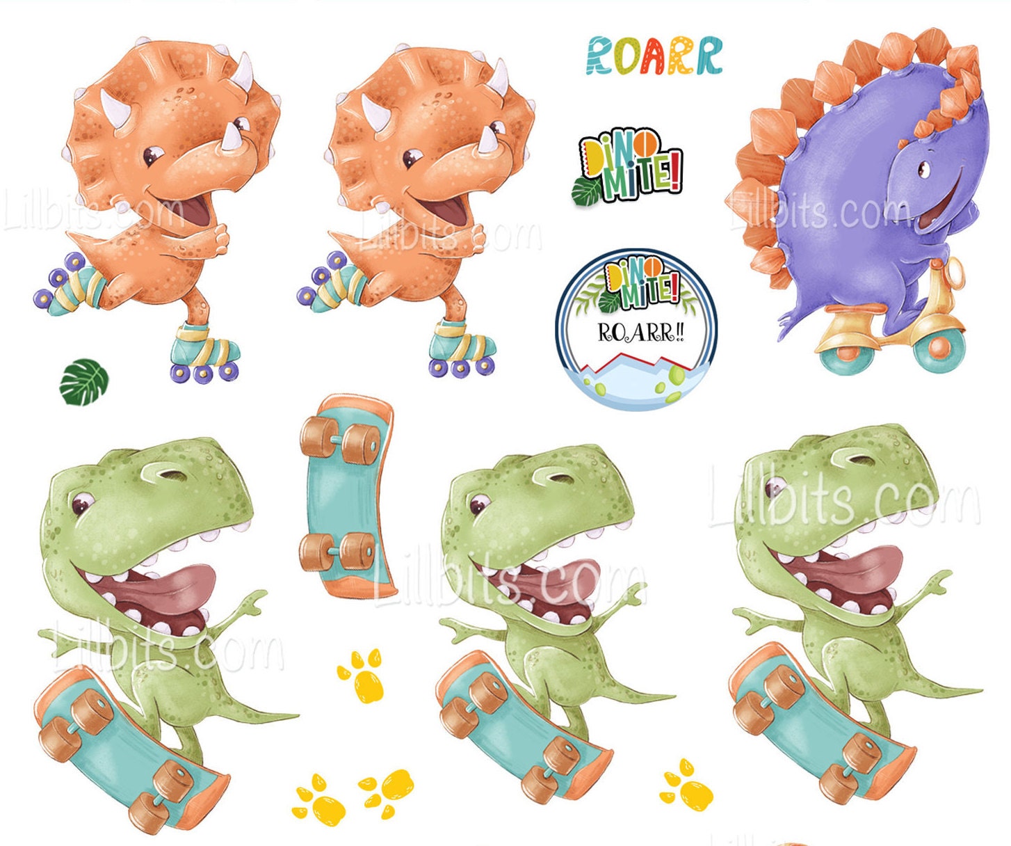 Lill Dino Roar Stickers Lillbits Cute Stickers Dinosaurs - Etsy UK