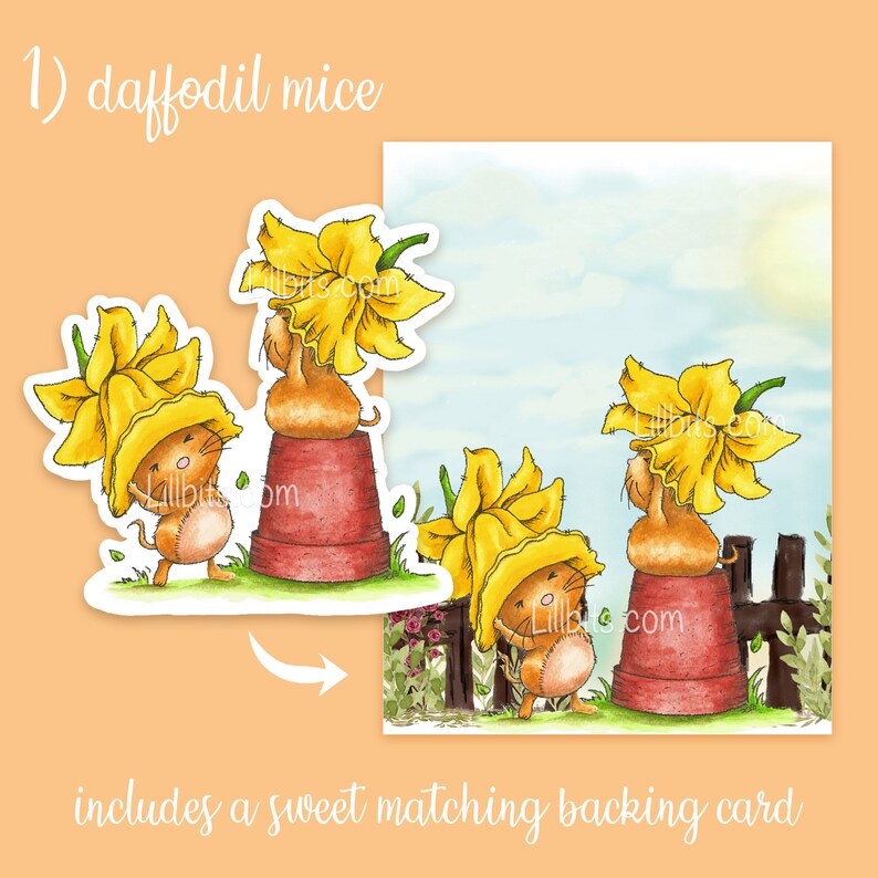 Cute Die Cut Stickers - Blossom Mice Single Stickers - Die Cut Stickers ...