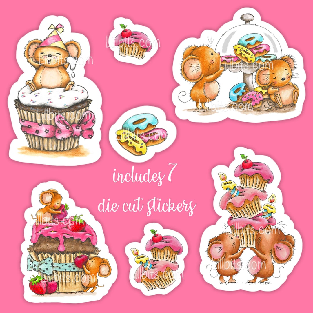 Cute Sticker Sets Little Cupcake Stickers Cupcake Mice - Etsy UK