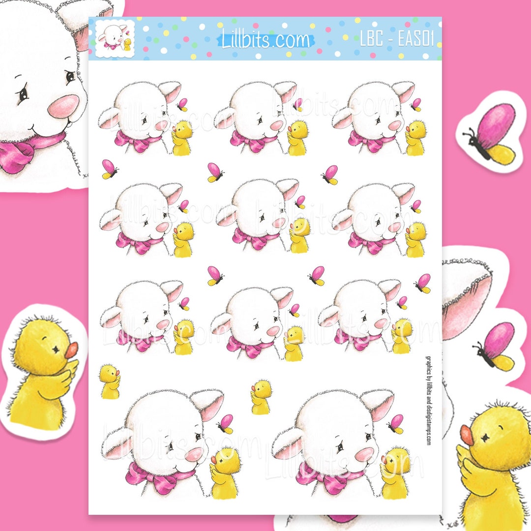Little Lamb Sticker Sheet Lillbits Creations Easter Stickers EAS01 - Etsy