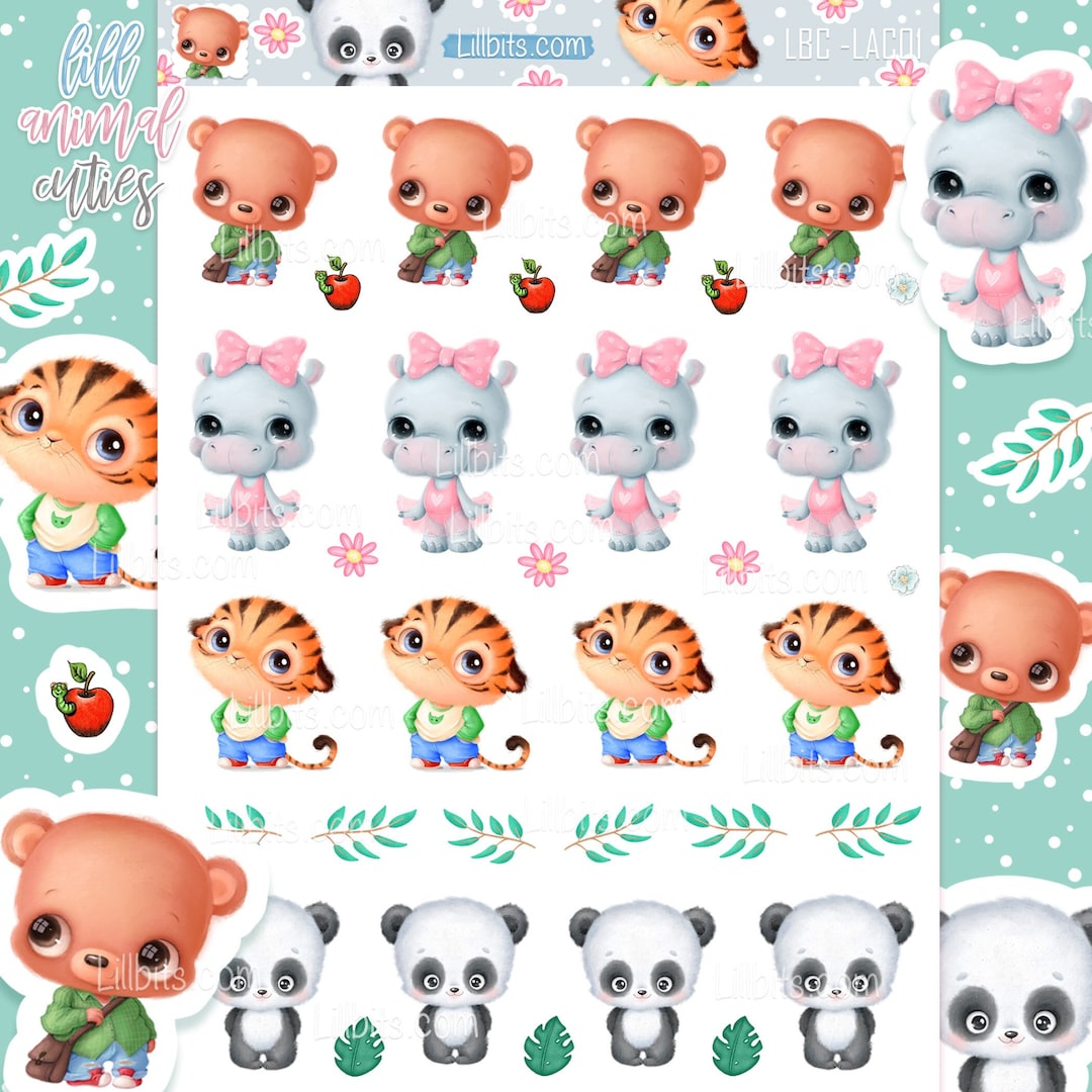 Lill Animal Cuties - Sticker Sheet - A6 Stickers - Lillbits - Etsy